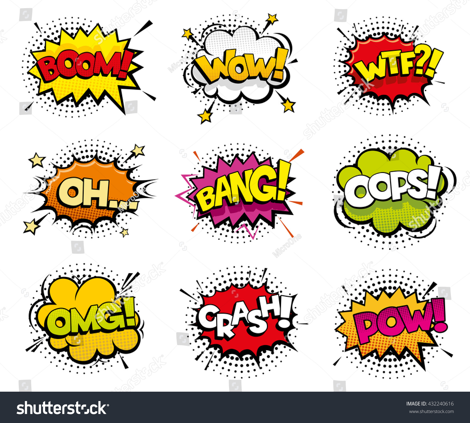Comic Book Sound Effects Generator / 邦复古漫画书声音效果 free vector | Download ...